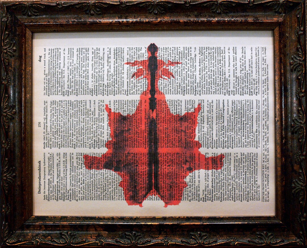 Rorschach Ink Blot 6 in Red Art Print on Dictionary Book Page - Etsy