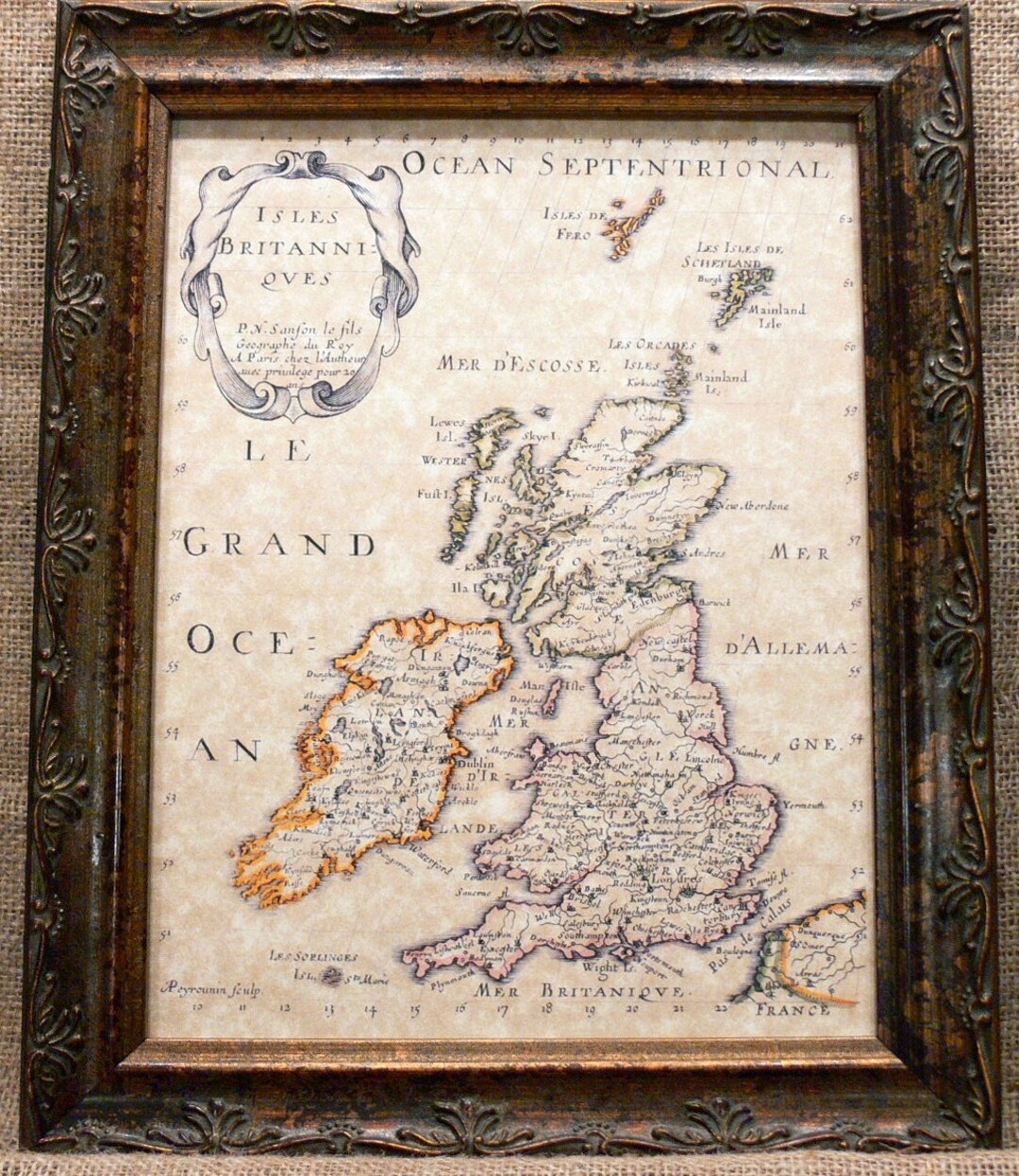 British Isles Map Print of a 1700 Map on Parchment Paper - Etsy