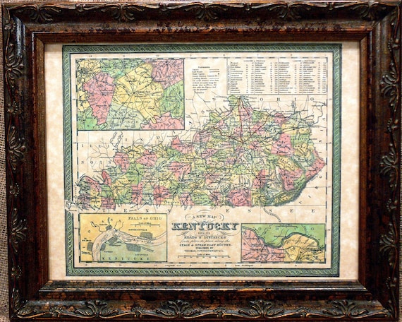 Kentucky State Map Print of an 1850 Map on Parchment Paper | Etsy