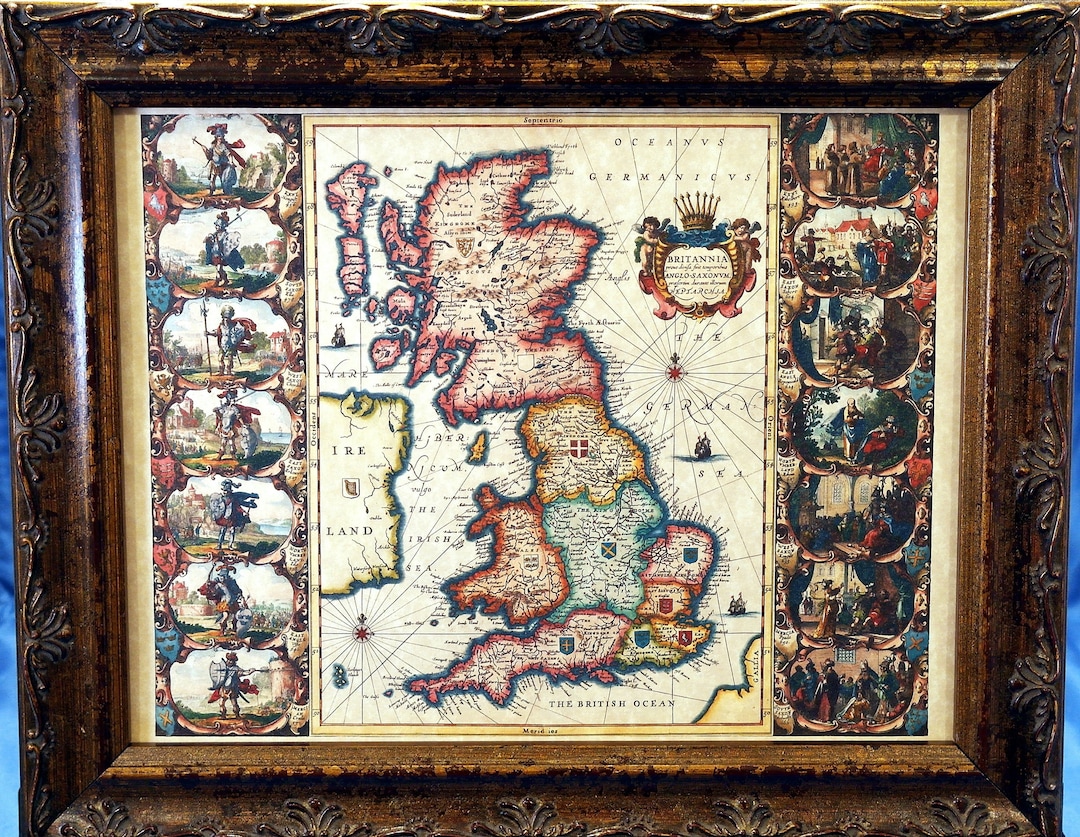 Anglo-saxon Heptarchy Map of Britain Map Print of a 1653 Map on ...