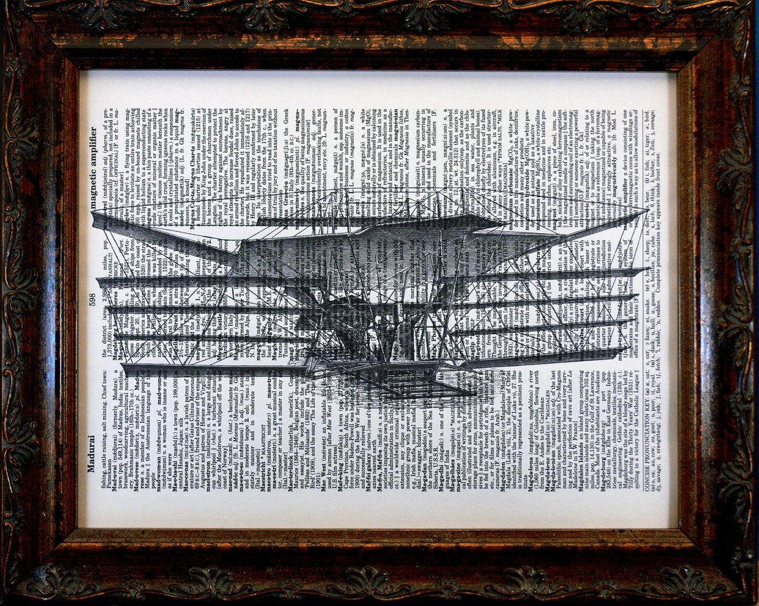 Early Flight Airplane Art Print on Dictionary Book Page - Etsy