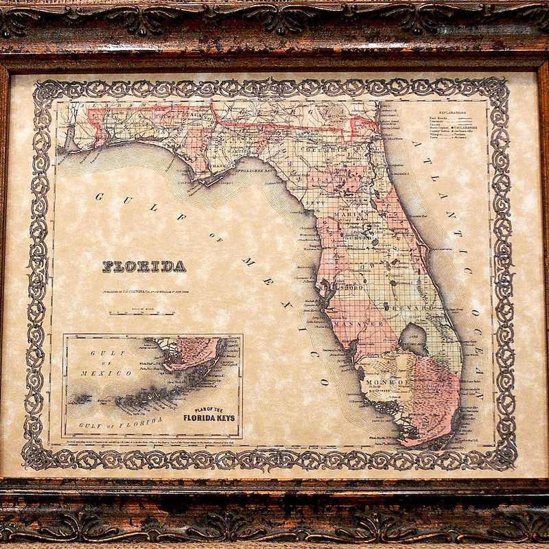 Old Florida Map - Etsy