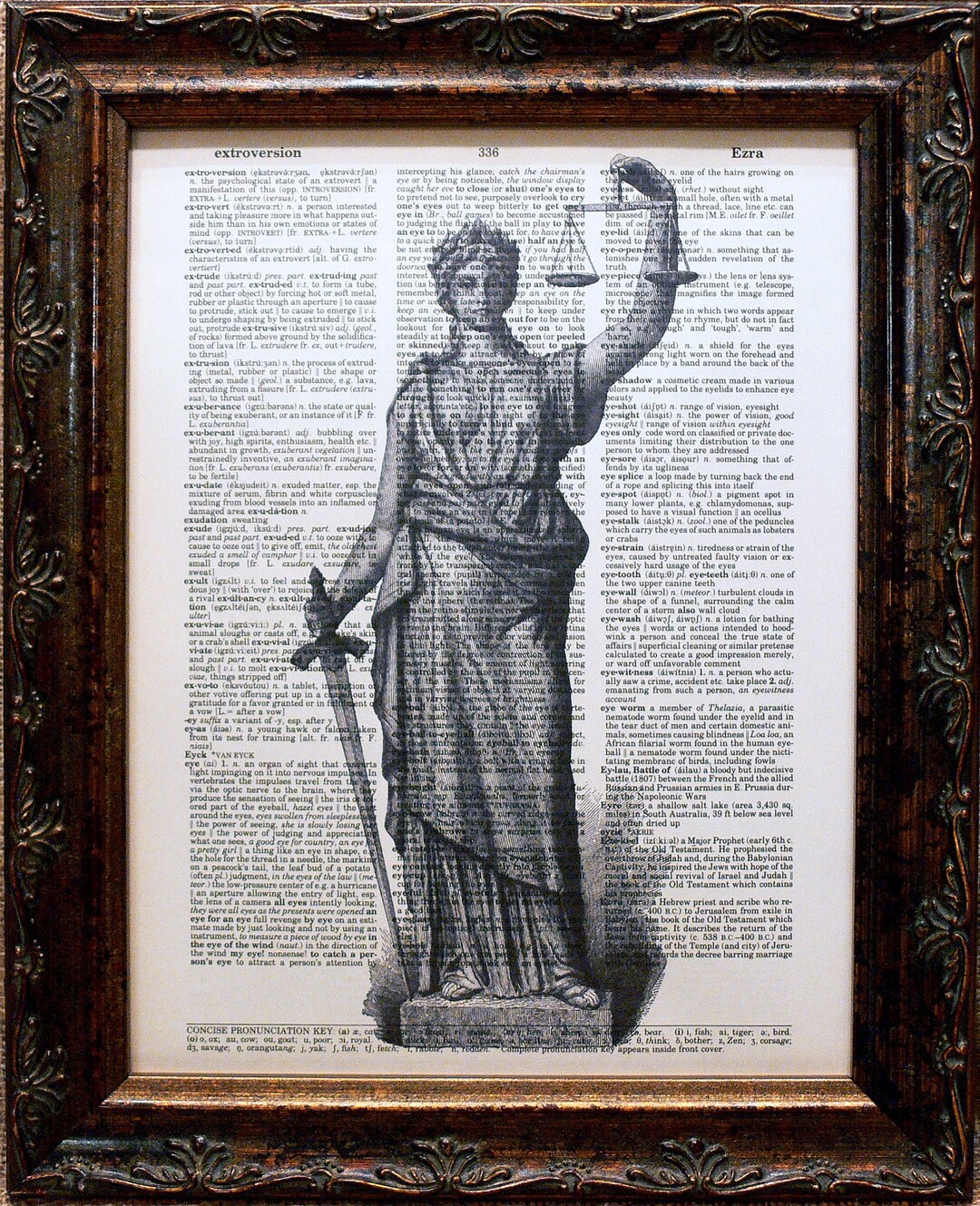 Lady Justice Statue Art Print on Dictionary Book Page - Etsy