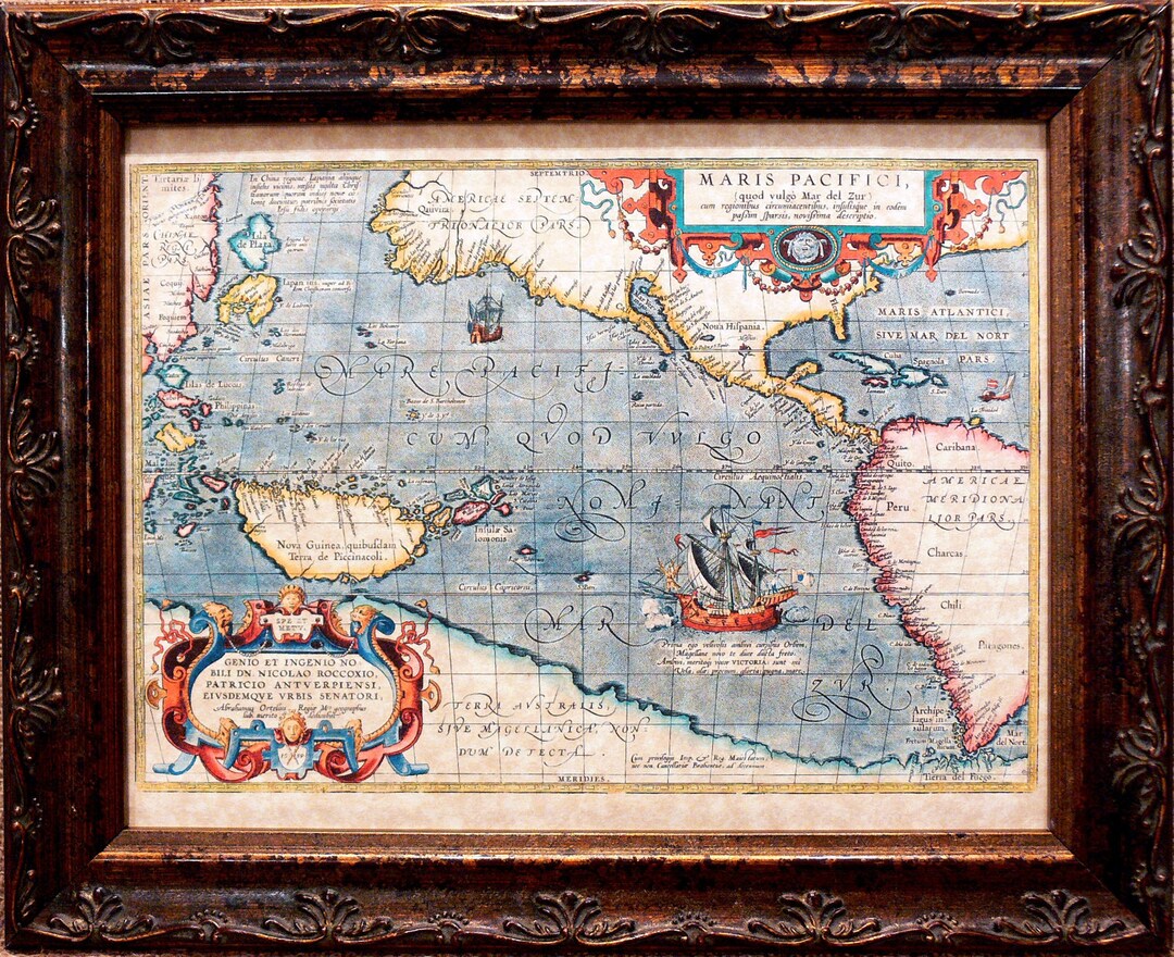 First Pacific Ocean Map Print of a 1589 Map on Parchment Paper - Etsy