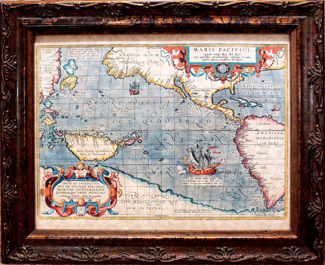 First Pacific Ocean Map Print of a 1589 Map on Parchment Paper - Etsy