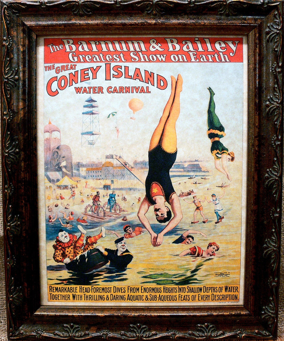 Great Coney Island Water Carnival Circus Poster From 1898 Art Print on ...