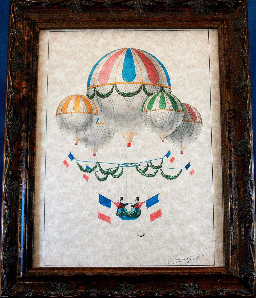 French Balloon Art Print From 1875 on Parchment Paper - Etsy