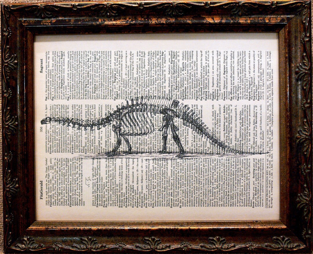 Brontosaurus Skeleton Art Print From 1896 on Dictionary Book Page - Etsy