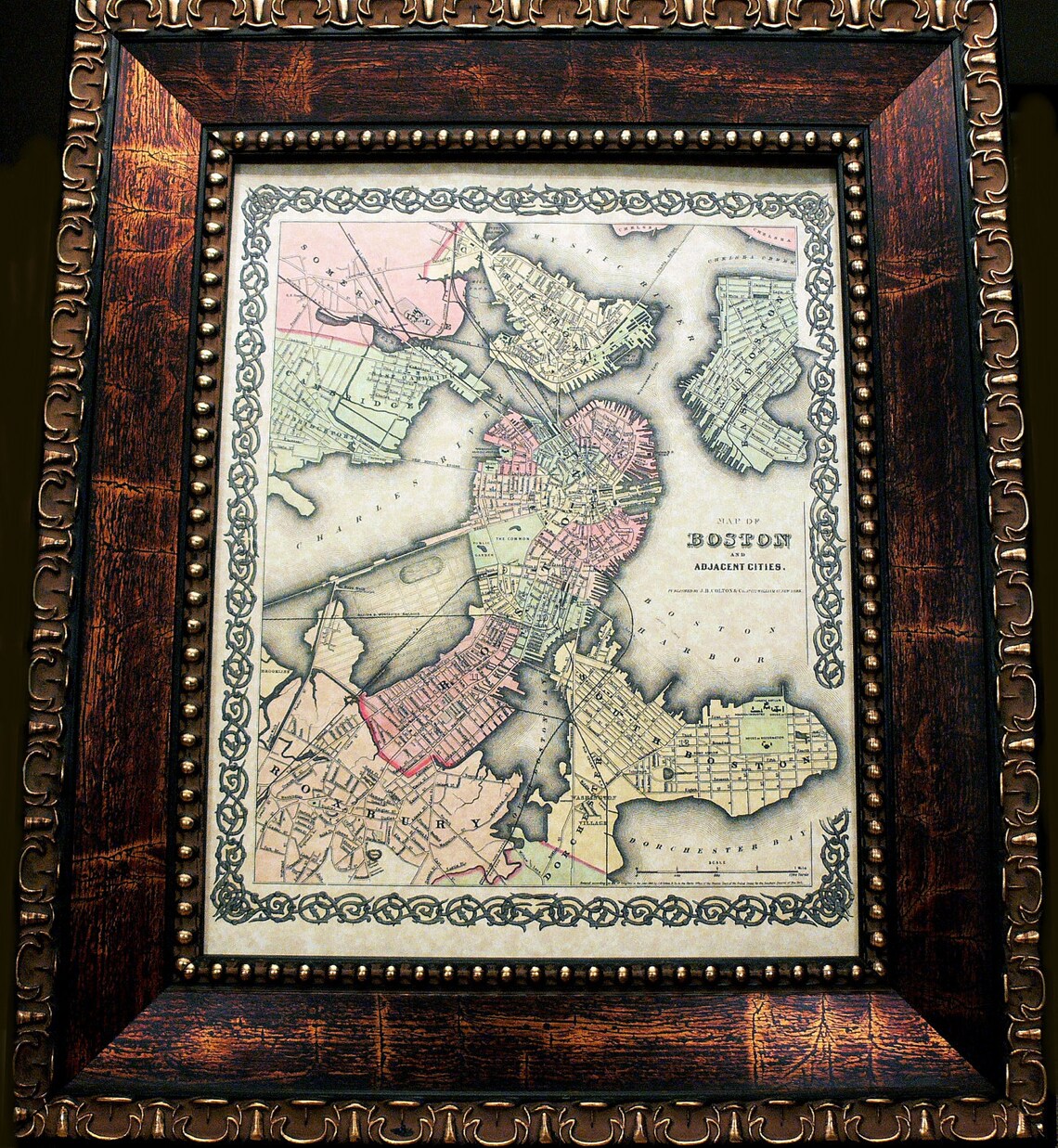 City of Boston Map Print of an 1855 Map on Parchment Paper - Etsy