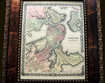 City of Boston Map Print of an 1866 Map on Parchment Paper | Etsy