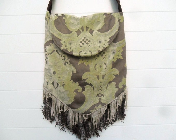 Bohemian Gypsy Purse Bag Vintage Fringe Ivory Chenille - Etsy