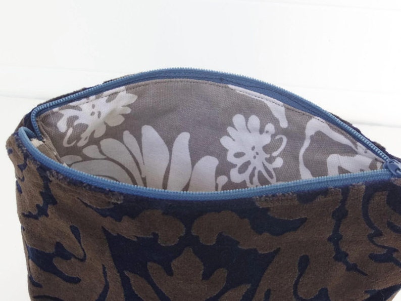 Makeup Bag Pouch Blue and Gold Velvet Zippered - Etsy
