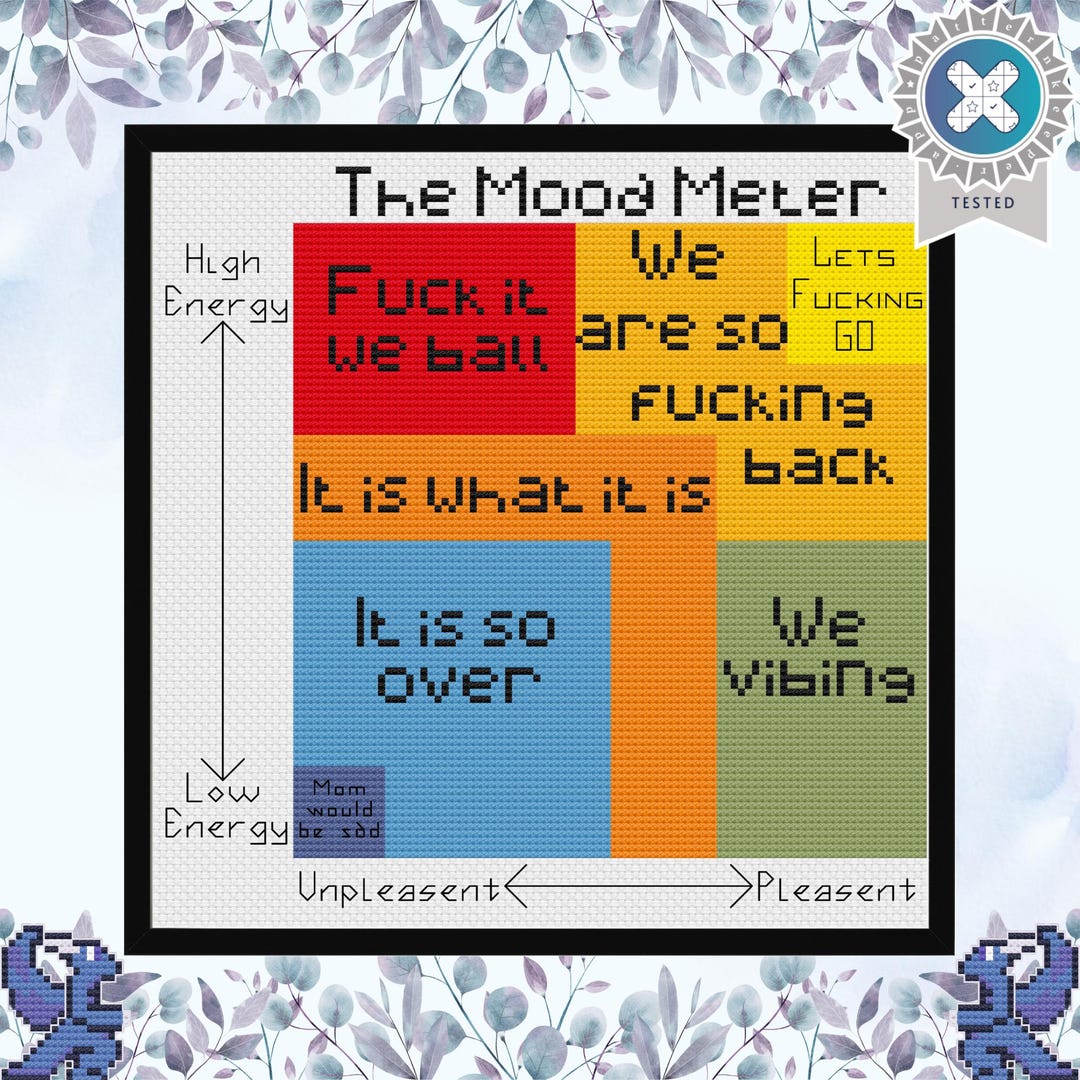 The Mood Meter | Colorful Chart | Funny Cross Stitch Pattern | PDF ...