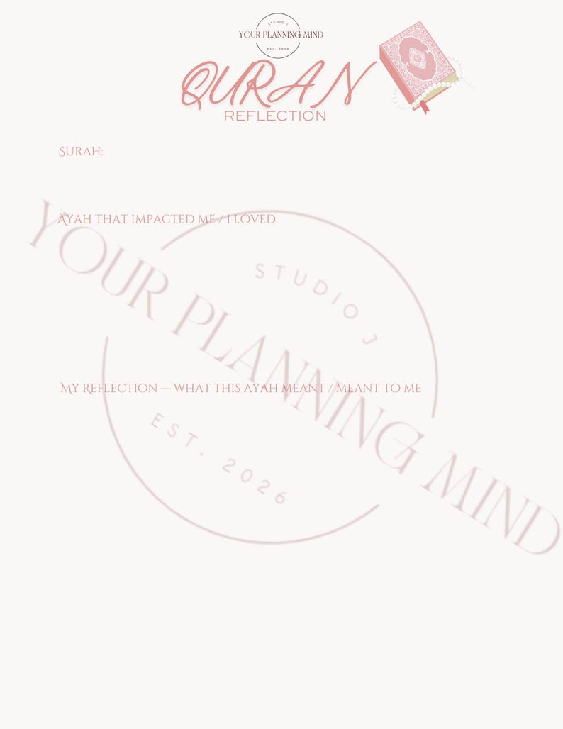 Ramadan Quran Tracker & Reflection Journal | Ayah Reflection Digital ...