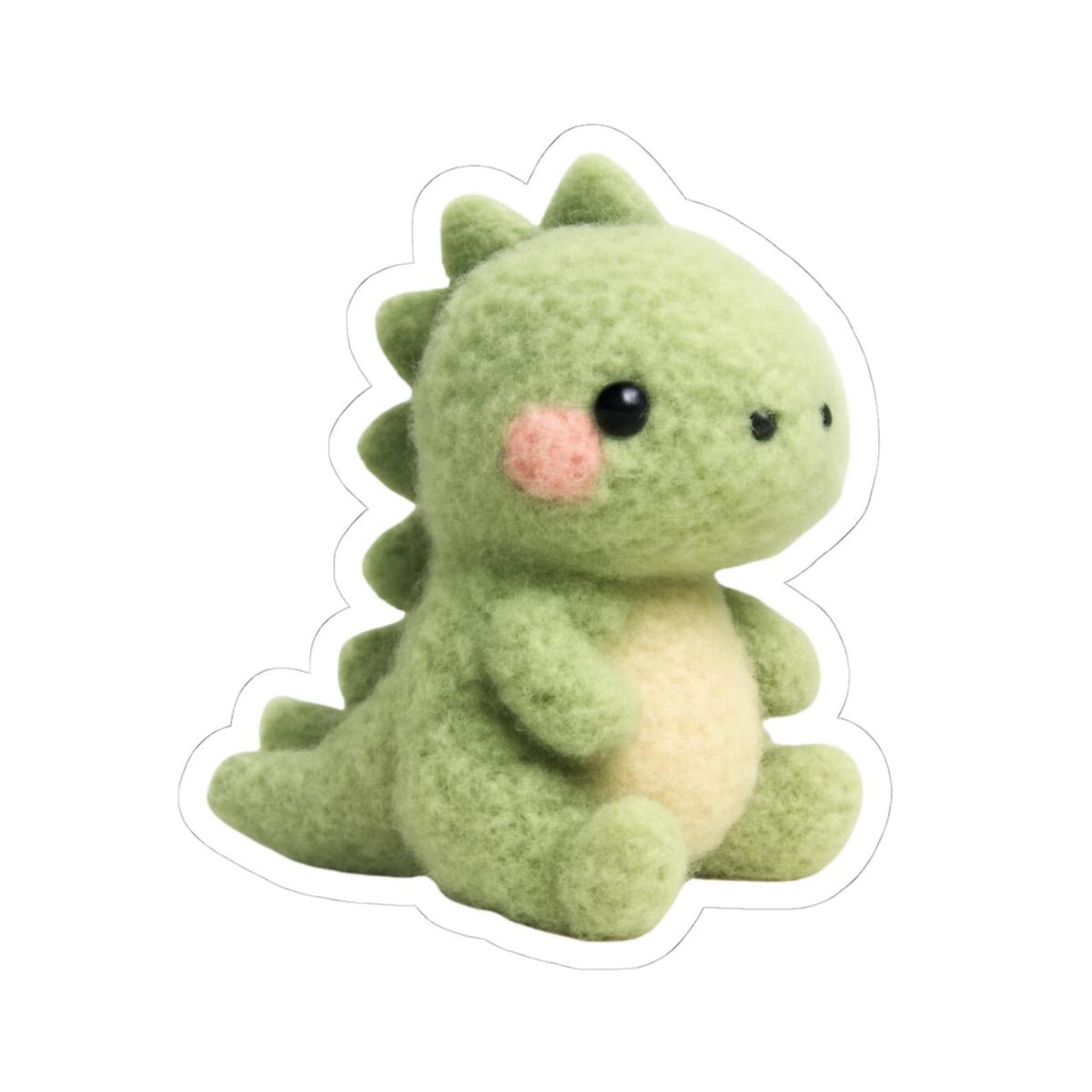 Plush Green Dino Sticker Kiss-cut Sticker | Cute Dinosaur Laptop Decal ...