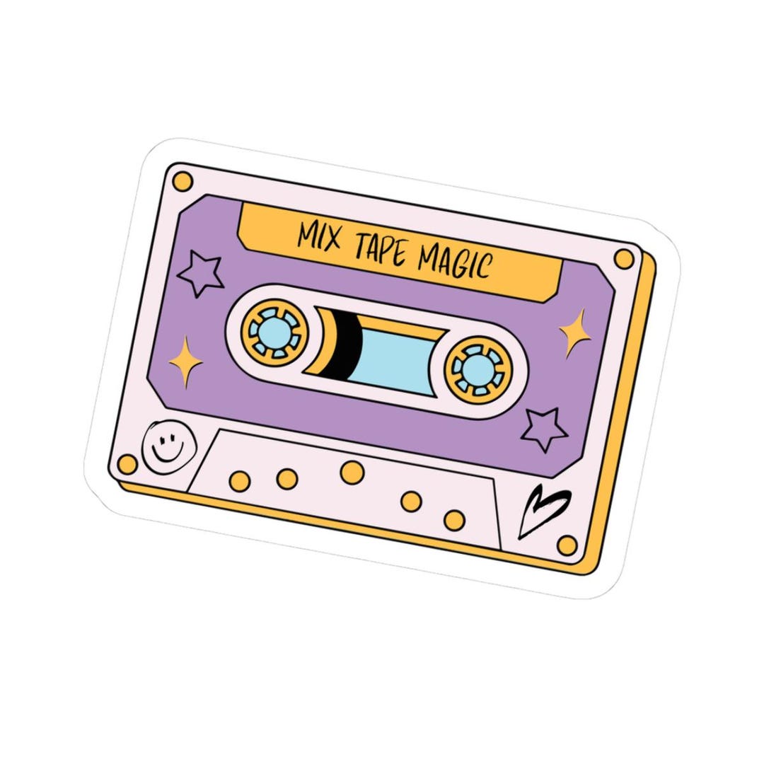 Mix Tape Magic Cassette Sticker | Kiss-cut Vinyl Sticker, Retro Music ...