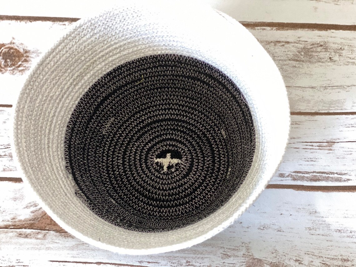 Black, Natural, Rope, Basket, Bowl, Home Decor, Storage, Cotton, Rope ...