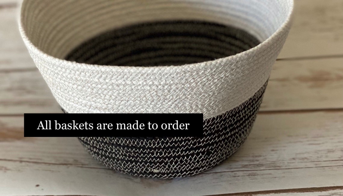 Black, Natural, Rope, Basket, Bowl, Home Decor, Storage, Cotton, Rope ...