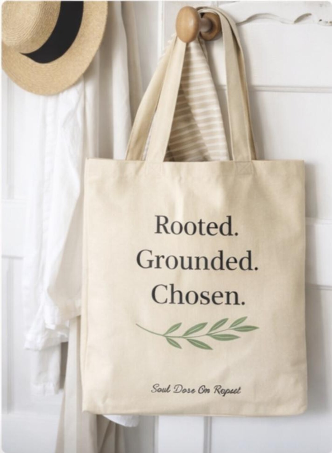 Rooted. Grounded. Chosen. Beige Tote Bag - Canvas Tote - Etsy