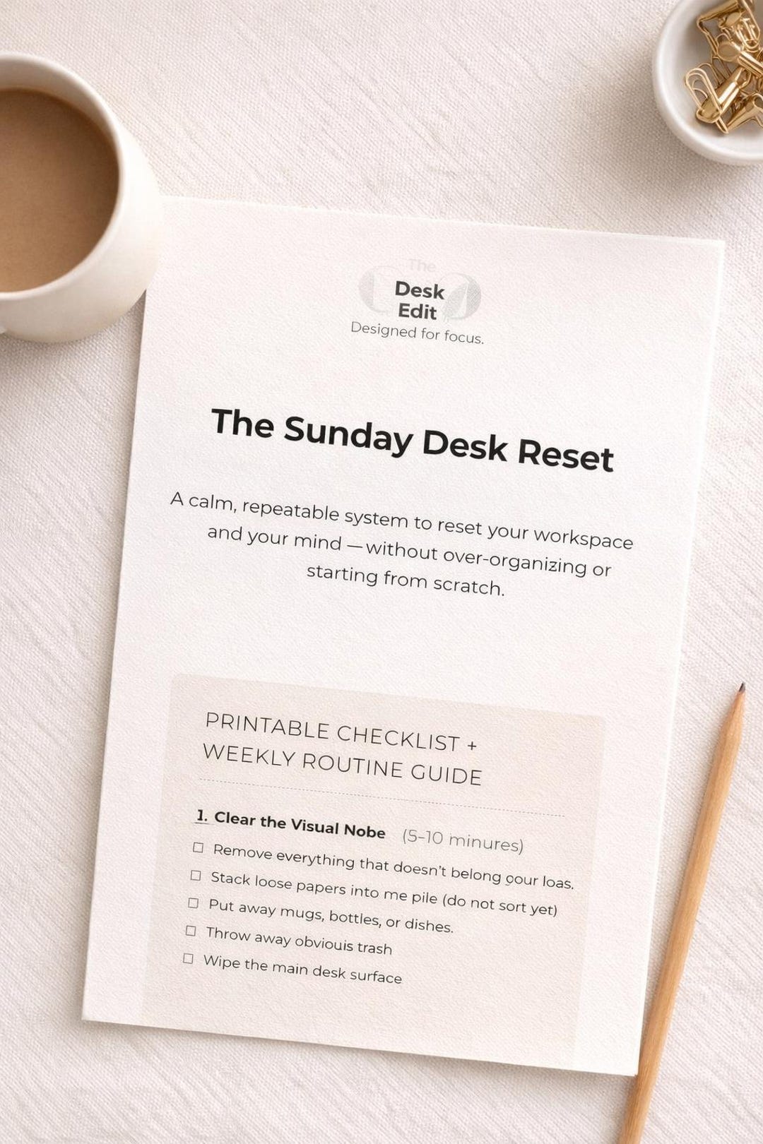 Sunday Desk Reset Checklist | Printable Weekly Desk Reset Routine ...