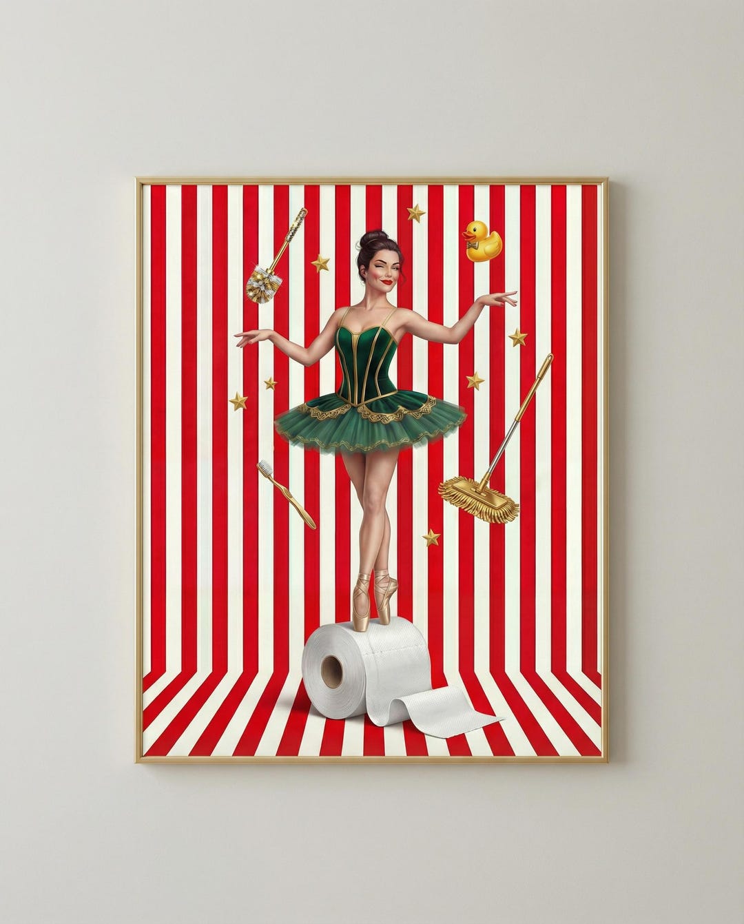 Funny Bathroom Print, Circus Ballerina Toilet Humor, Powder Room Poster ...
