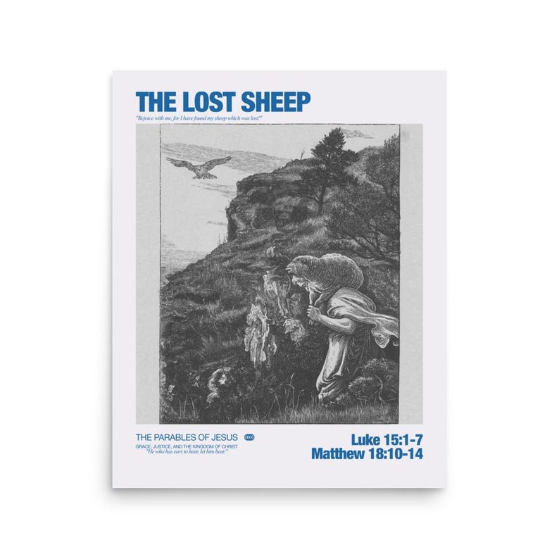 Parable of the Lost Sheep Poster, Luke 15 Scripture Art, Good Shepherd ...