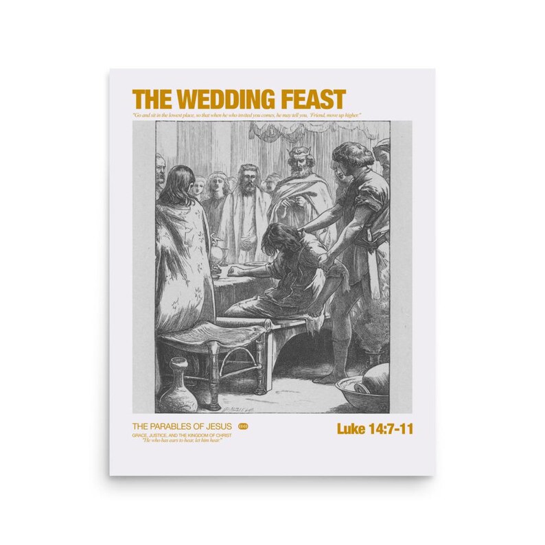 Parable of the Wedding Feast Poster, Luke 14 Scripture Art, Jesus ...