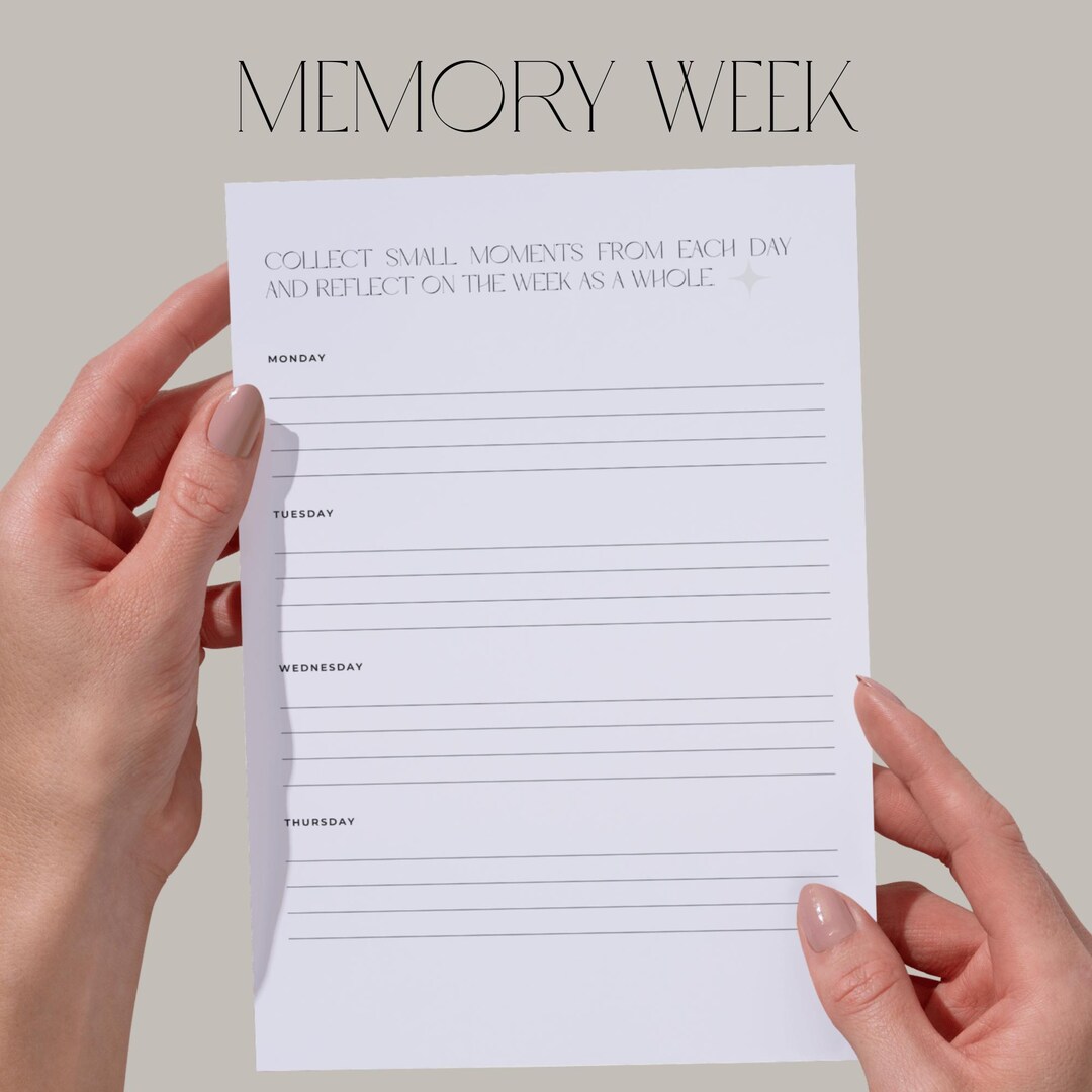 Memory Week Printable PDF | Mindful Weekly Reflection | Daily Moments ...