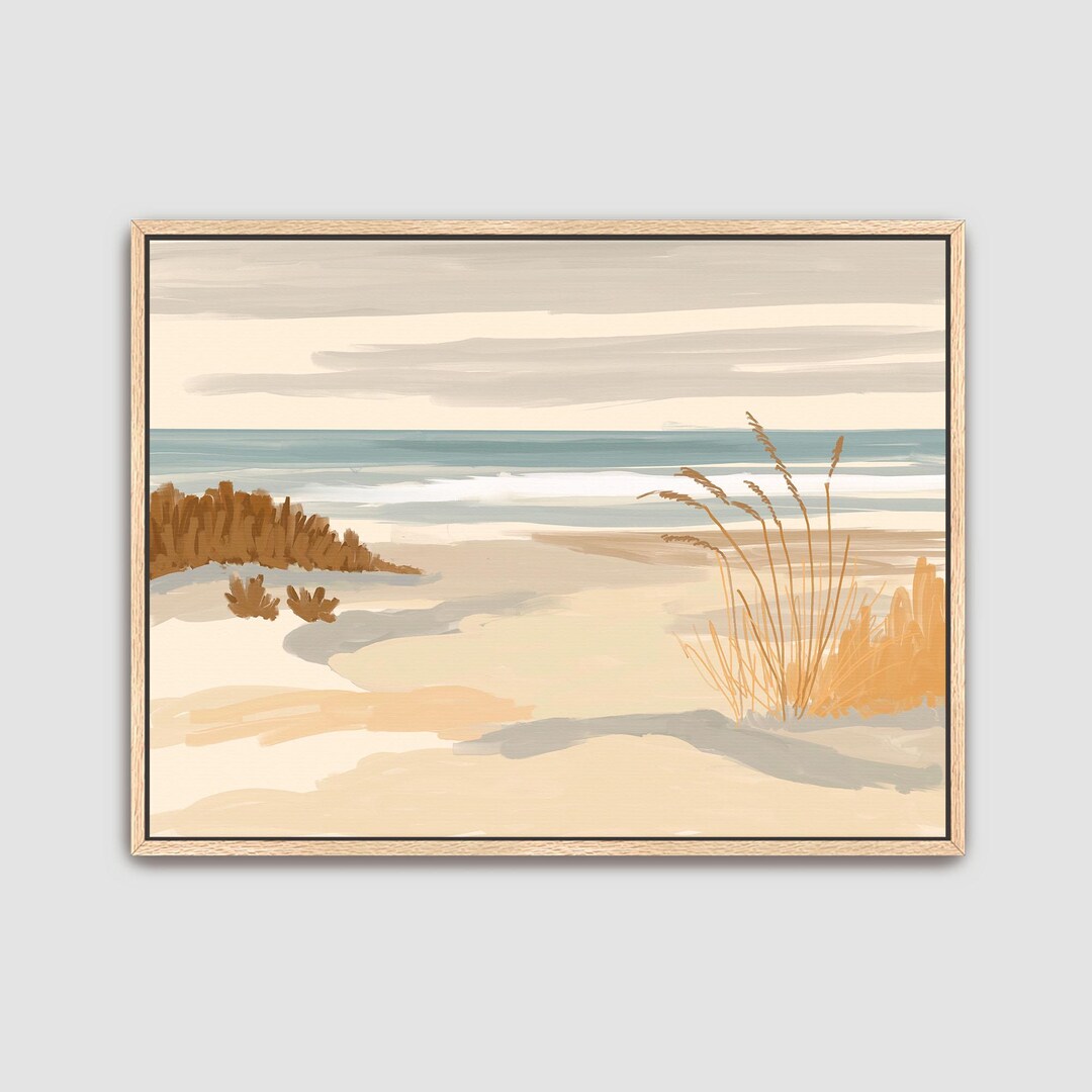 Neutral Beach Giclée Print, Minimal Coastal Landscape Canvas Art - Etsy