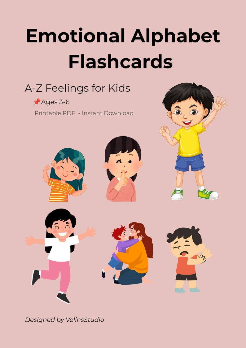 Emotional Alphabet Flashcards A-Z | Fellings & Emotions for Kids ...