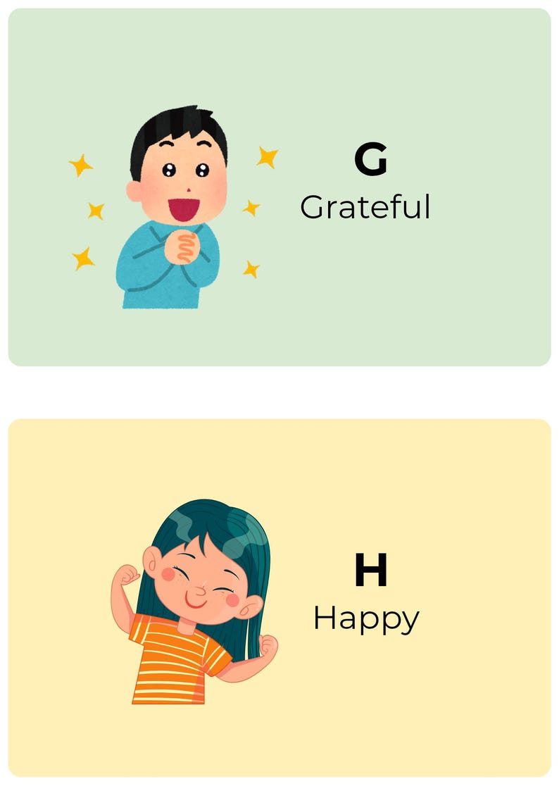 Emotional Alphabet Flashcards A-Z | Fellings & Emotions for Kids ...