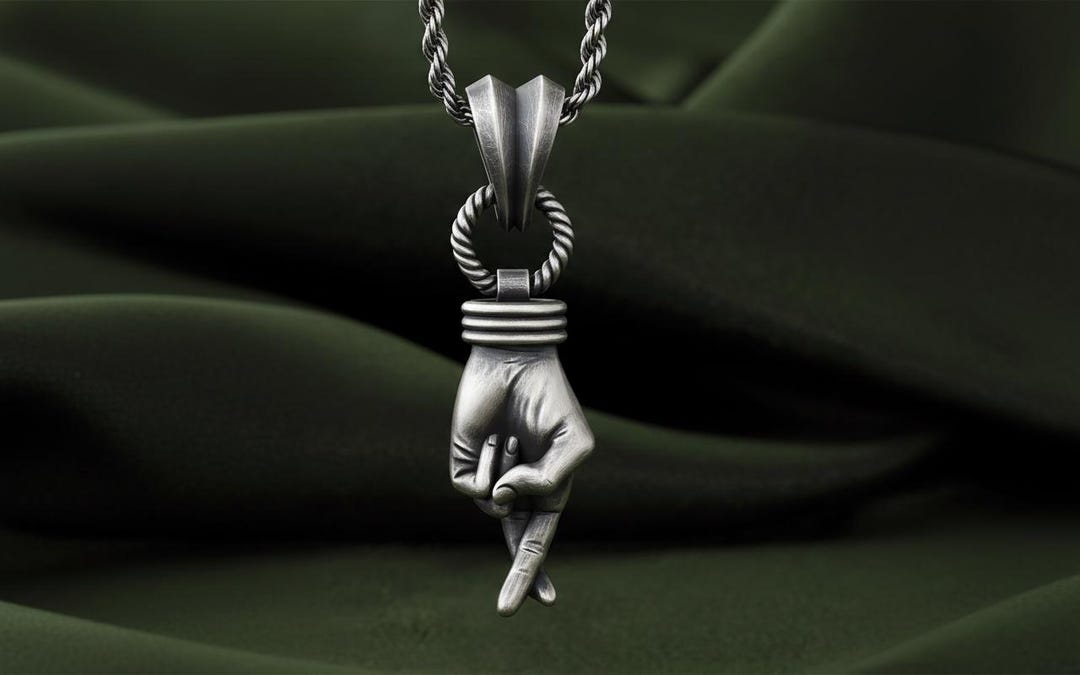 Mano Fico Necklace 925 Sterling Silver, Italian Figa Hand Pendant Good ...