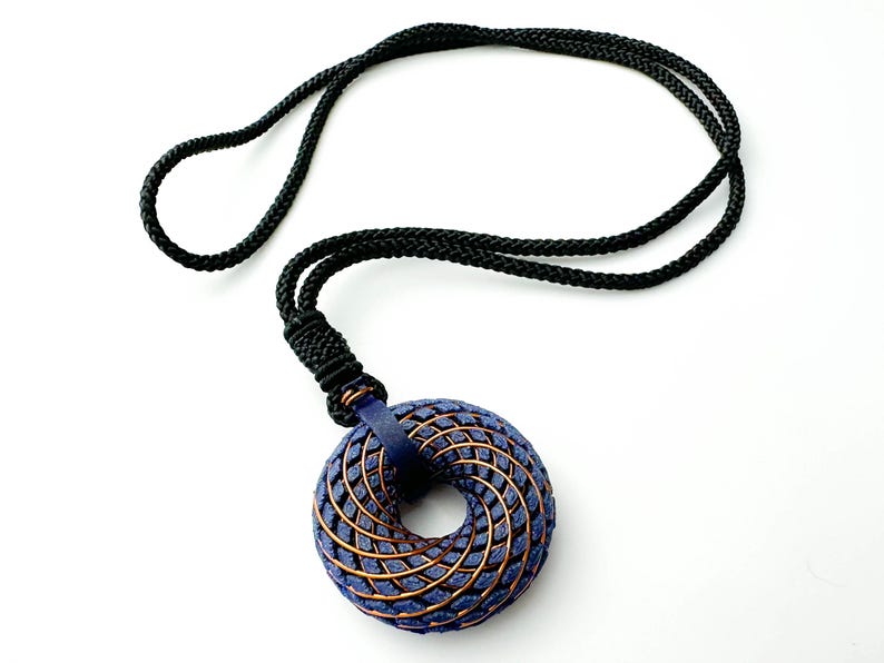 Artisan Copper Necklace • 39mm Torus Pendant • Precision Hand-wrapped ...