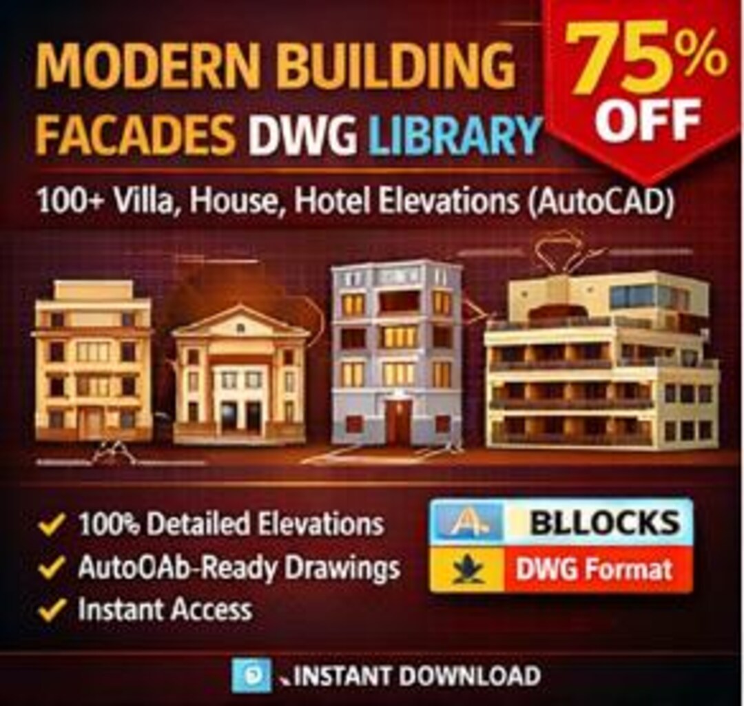 Modern Building Facades DWG Library | 100+ Villa, House, Hotel ...