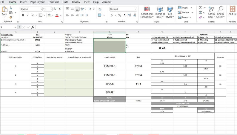 Panel Schedule Excel Template (DB, SMDB & MDB) – Electrical Panels - Etsy