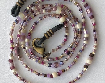 Purple Floral Handmade Eyeglass Chain, Crochet Glasses Chain, Purple ...