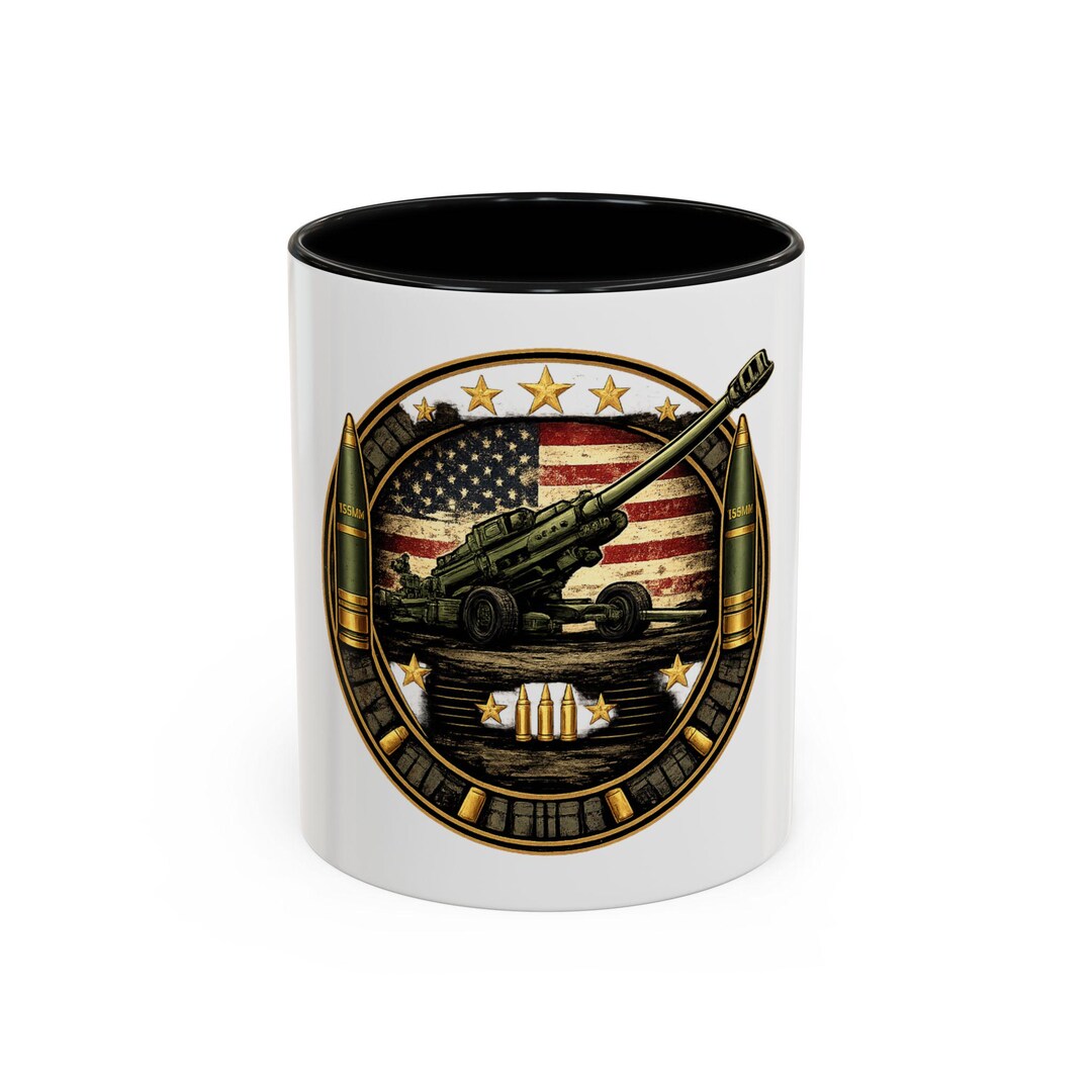 Artillery Cannon With American Flag Accent Coffee Mug | Military Bullet ...