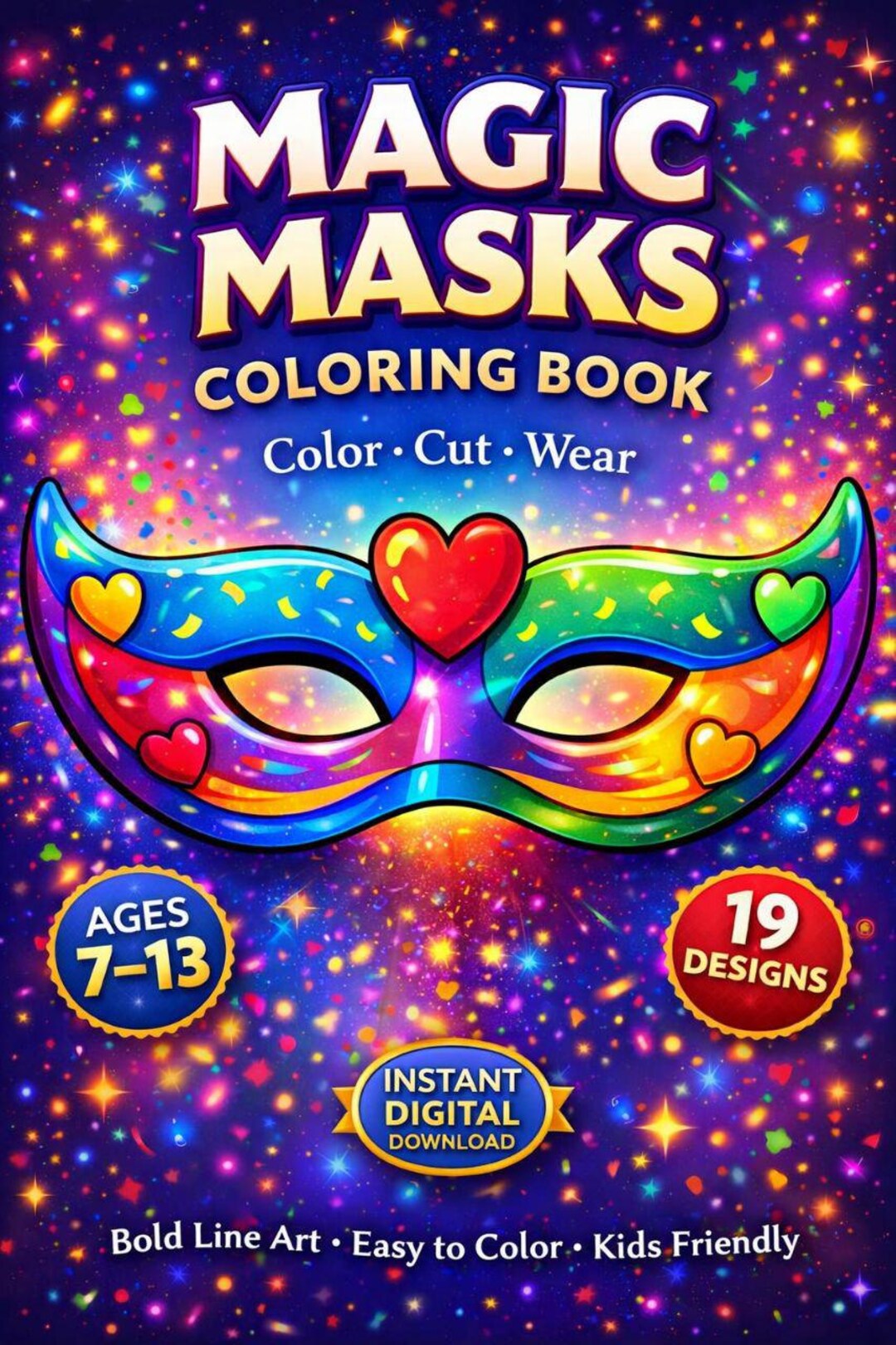 Mask Coloring Book for Kids Ages 7–13 Printable Color Cut Wear Masks ...
