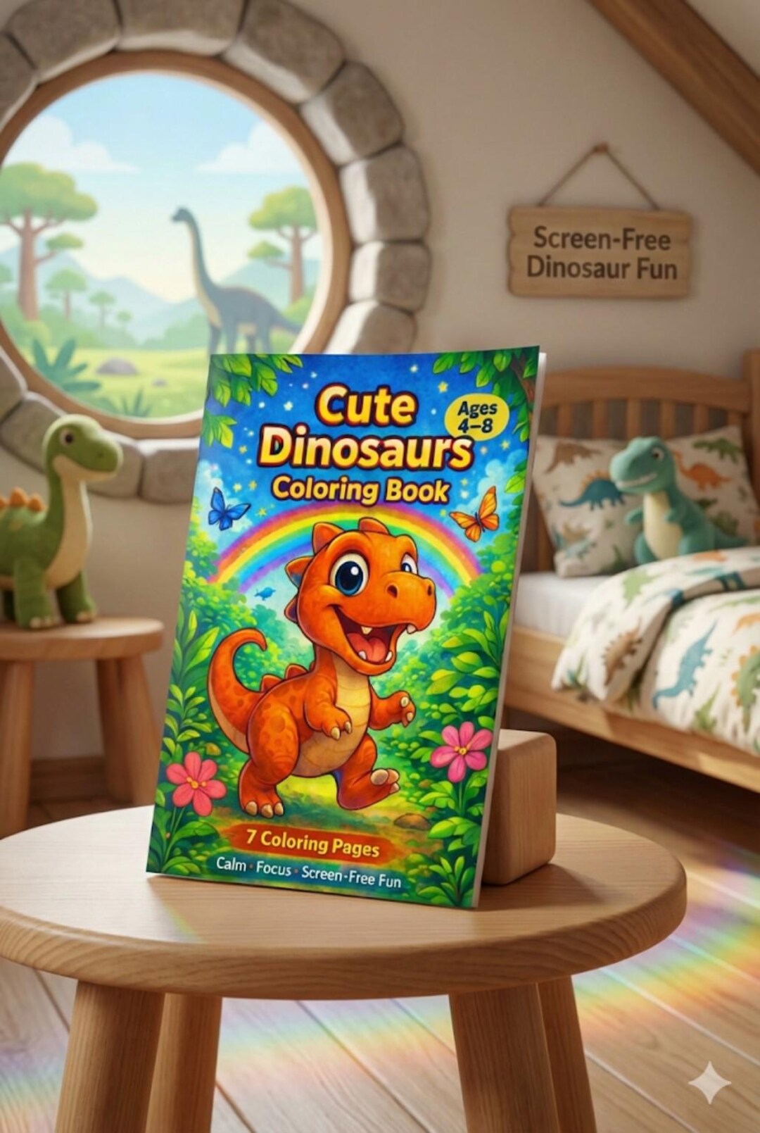Cute Dinosaur Coloring Pages for Kids Ages 4–8 – Calm Screen Free ...