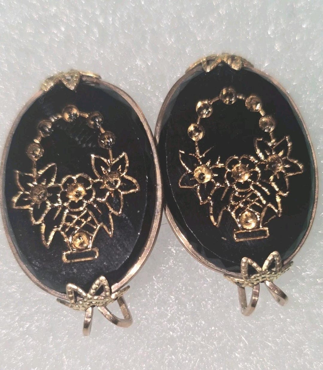 Vintage 1950s Castlecraft Victorian Revival Mourning Slider Earrings ...