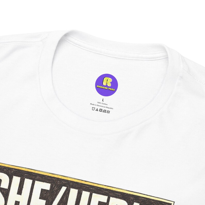 SKETCHED "she/her's" Pronoun Logo Box Tee | White Graphic T-shirt ...