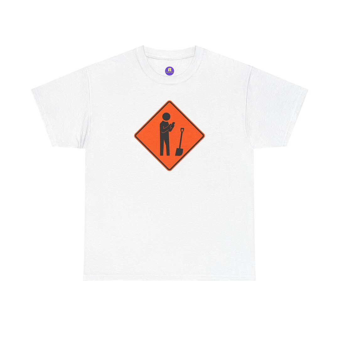 Construction Worker Parody Road Sign T-shirt | Orange Warning Diamond ...