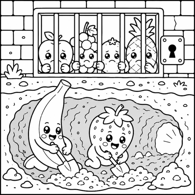 Cozy Fruit Silly Crimes Coloring Book | 20 Kawaii Fruit Pages (digital ...