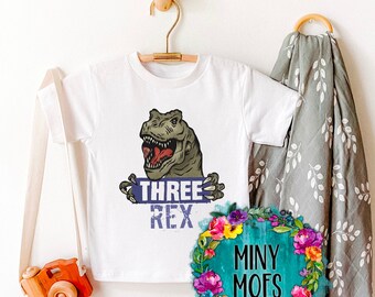 Three Rex Tshirt Dinosaur Shirt 3rd Birthday Shirt | Etsy