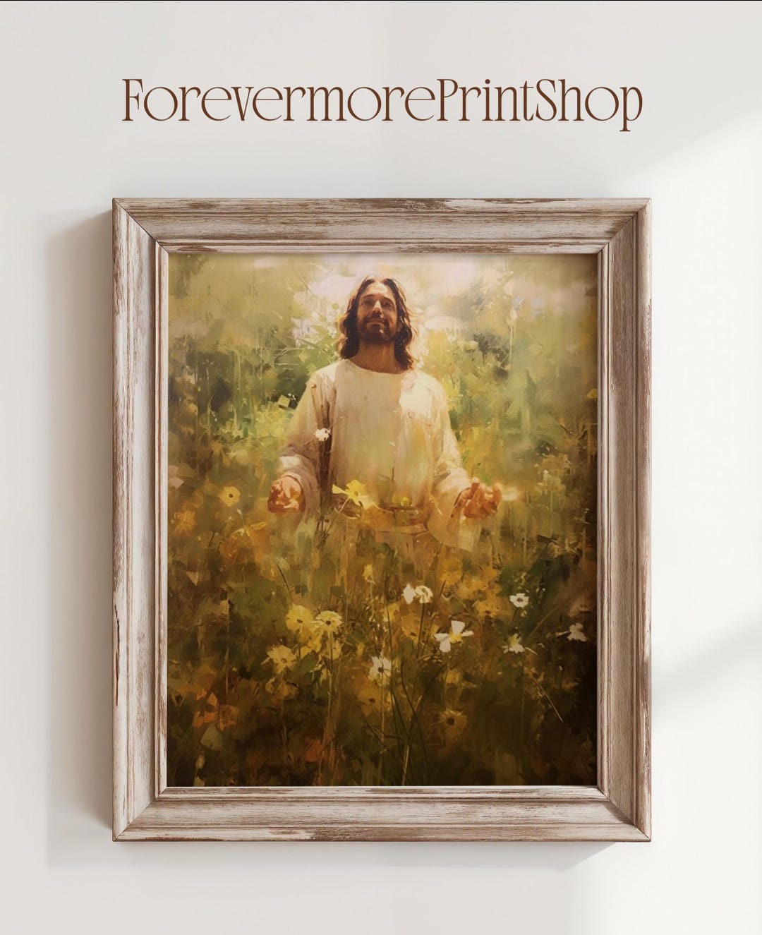 Jesus Christ Sacred Oil Painting Religious Wall Decor Boho Christian ...