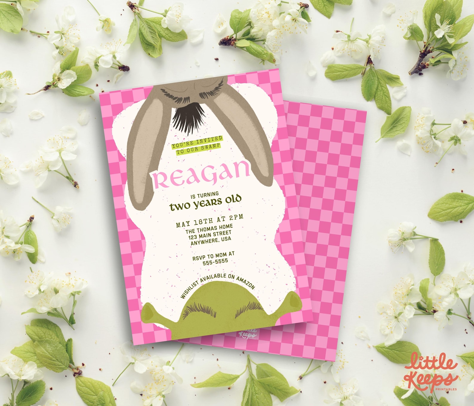 Pink Shrek Themed Swamp Ogre Party Birthday Invitation Editable Canva ...