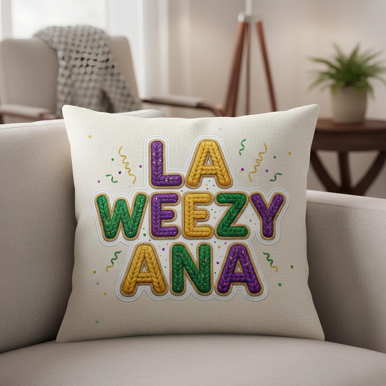 LA Weezy Ana PNG | Mardi Gras Crochet Patch Letters | Louisiana ...