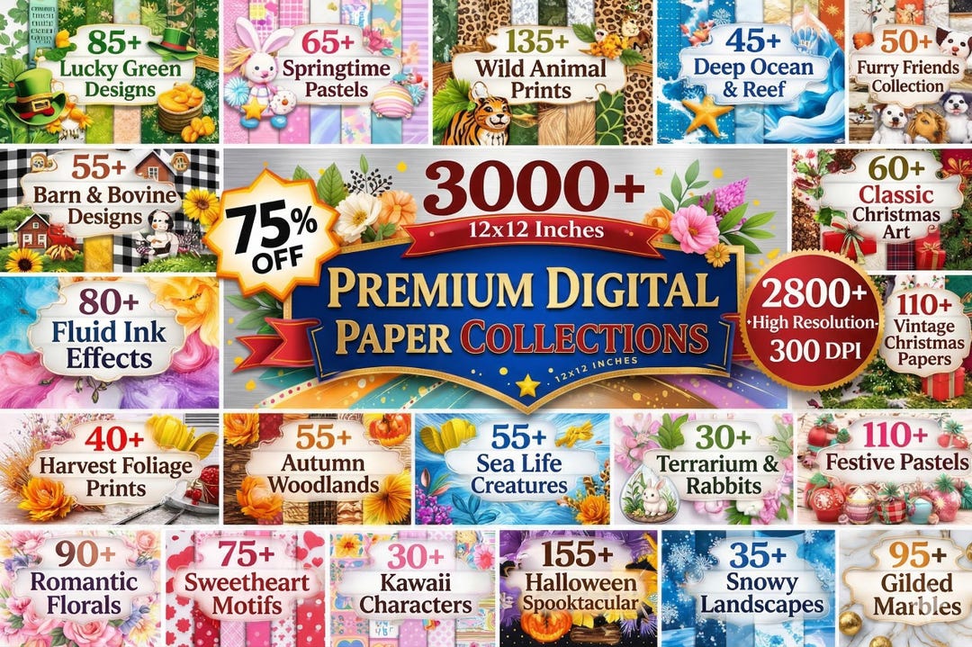 Ultimate 3000+ Digital Paper Bundle | Seamless Patterns & Scrapbook ...