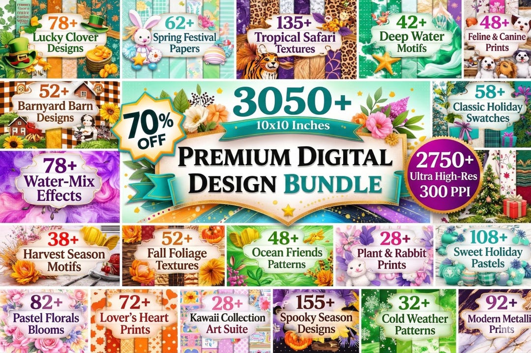 3000+ Seamless Pattern Designs: Digital Paper Bundle for Scrapbooking ...