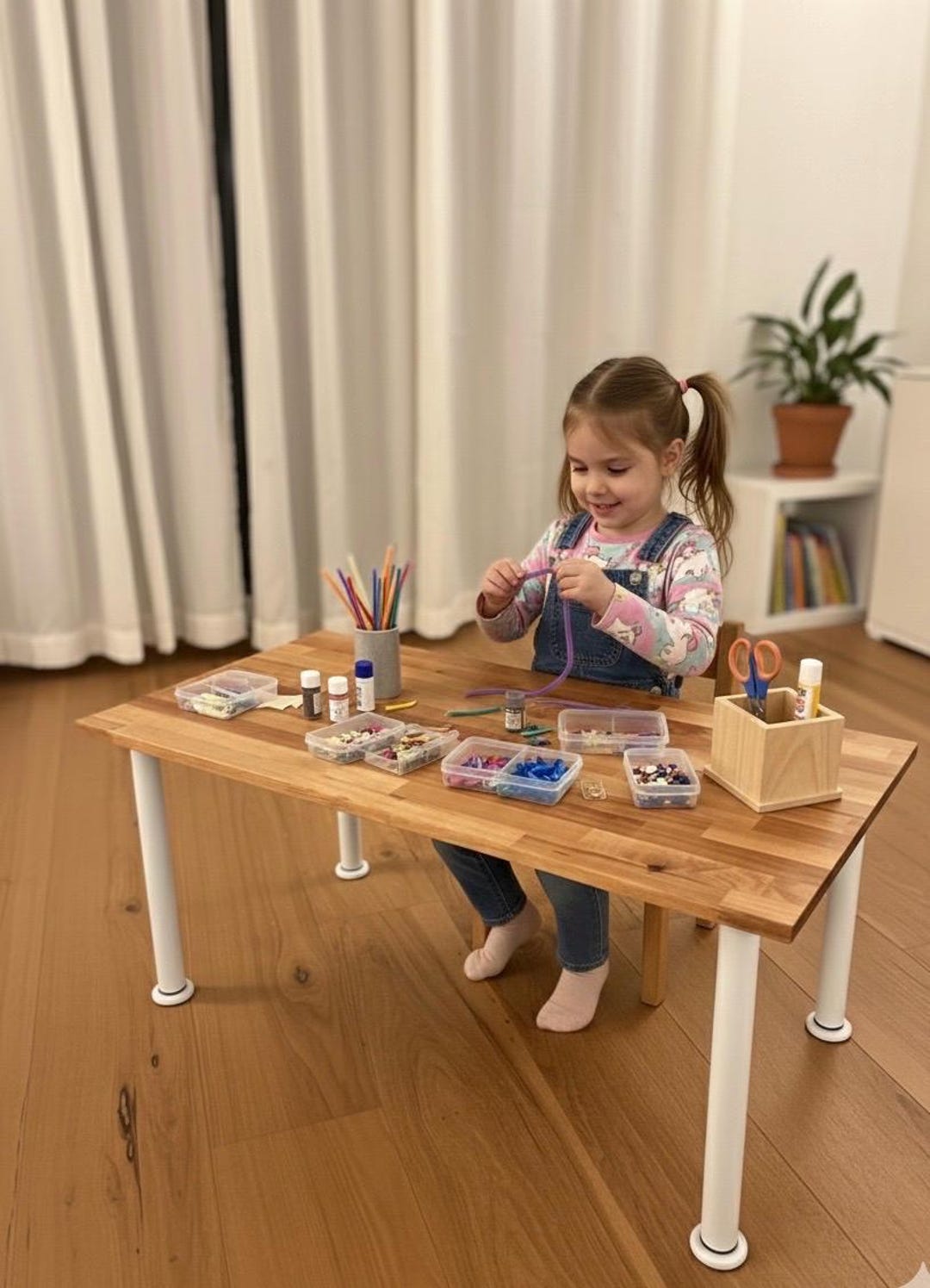 Children's Table 80 X 40 Cm Made of Solid Beech Wood, Craft Table, Desk ...